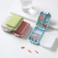China Wheat Straw 8-Compartment Pill Organizer Travel Medicine Box 10x6.5x3.5cm for sale