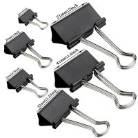 China Wholesale 19mm 25mm 32mm Long Tail Black Binder Clips for Office School Metal Paper Clip Holder for sale