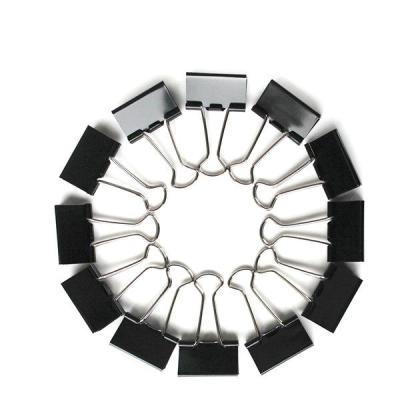 China Wholesale 19mm 25mm 32mm Long Tail Black Binder Clips for Office School Metal Paper Clip Holder for sale