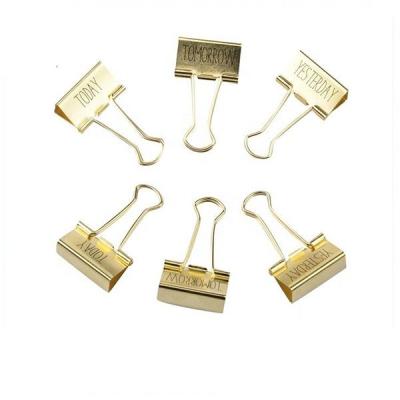 China Gold Metal Binder Clips Assorted Sizes 1.25 to 0.6 Inch 100 Pack Office School Supplies for sale