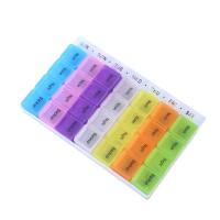 China 7 Day Pill Organizer 28 Grid Portable Medicine Box Weekly Pill Dispenser for sale