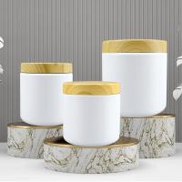 China Custom logo 60g 120g 200g 250g 500g HDPE Frosted Plastic Body Butter Cosmetic Face Cream Jar with Print Bamboo Lid for sale