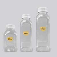China Food Grade Bpa Free Pet Beverage Milk Bottles 8oz 12oz 16oz Empty Plastic Square Juice Bottles With Caps for sale