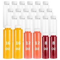 China Food Grade Bpa Free Pet Beverage Milk Bottles 8oz 12oz 16oz Empty Plastic Square Juice Bottles With Caps for sale
