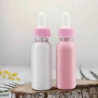 China Customize 30ml 1oz Plastic Pink White Cleaning PET Round Serum Dropper Bottle For Body Skin Care for sale
