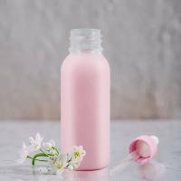 China Customize 30ml 1oz Plastic Pink White Cleaning PET Round Serum Dropper Bottle For Body Skin Care for sale