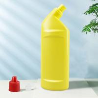 China Customizable 500ml Yellow Detergent Plastic HDPE Chemical Multifunction Dish Soap Toilet Bowl Cleaner Bottle for sale