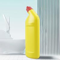 China Customize 500ml Yellow Detergent Plastic HDPE Chemical Multifunction Dish Soap Toilet Cleaner Bottle with Screw Cap for sale
