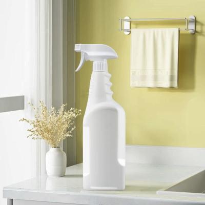 China Customize Logo Print Refillable 850ml HDPE Plastic White Cleaning Trigger  Spray Bottle for Home Garden Gym for sale