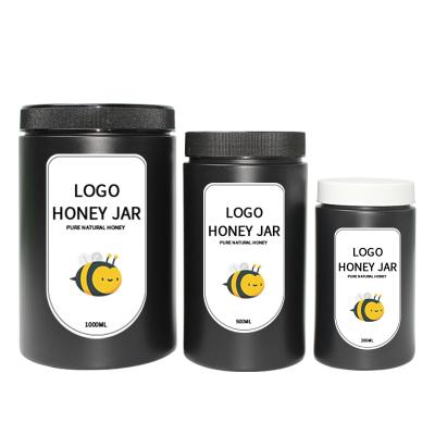China Custom Wide Mouth 7 oz 17 oz  35 oz Cookie Honey Jar Candy Jam Spices Plastic Jar with Lids for sale