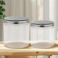 China Customization Plastic Clear 17oz 20oz Wide Mouth Tea Coffee Sugar Rosin Storage Jam Jar Packaging with Lids for PET for sale