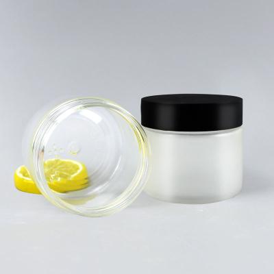 China 150ml 5oz PLA Frosted Clear Black Screw Cap Wide Mouth Hemep Supplement Fruit Flavor Snacks Vitamin Sweet CBD Jar for sale