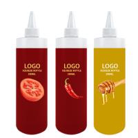 China 17oz 500ml Condiment Squeeze Bottles Squirt Plastic Sauce Containers Ketchup Bottles for sale