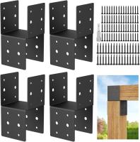 China Steel Post Anchor Connector 4pcs Cap & Tie Bracket Set Secures Posts To Wood Decks With Screws for sale