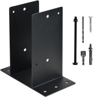 China Heavy-Duty Black Powder Coated Metal Post Anchor Deck Fence Pergolas Porch Railing Support Bracket For Concrete for sale