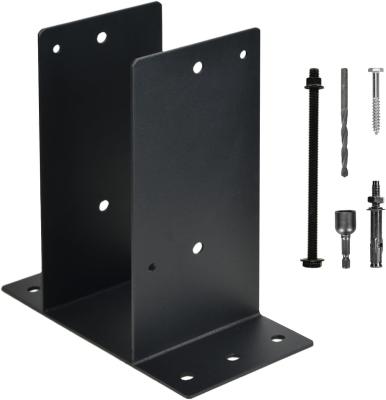 China Heavy-Duty Black Powder Coated Metal Post Anchor Deck Fence Pergolas Porch Railing Support Bracket For Concrete for sale