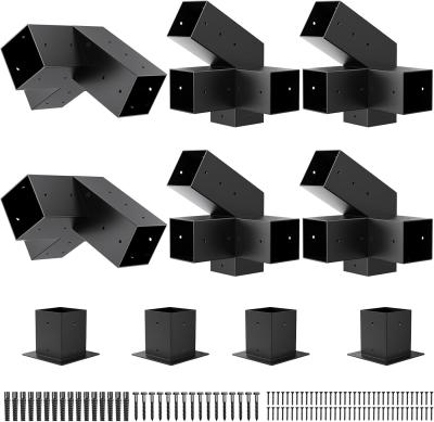 China Heavy Duty 30° Slanted Roof Wall Mount 4x4 Pergola Bracket Kit Angled Construction Pergola Hardware for Outdoor Wood Gazebo Sheds for sale