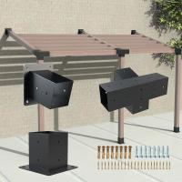 China Pergola Brackets Kit 4-Way Brackets with Post Base for 4x4'' Wooden Beams Lumber Gazebos Patio Pergola Sheds for sale