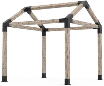 China 15° 3-Way Pergola Corner Bracket Kit with Post Base for 4x4 and 6x6 Wood for sale