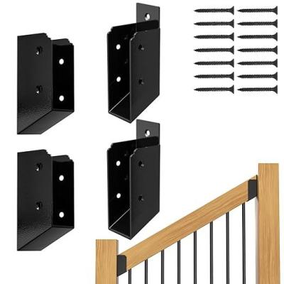 China 30° Stair Angle Carbon Steel Deck Railing Brackets for 2x4 Wood Posts for sale