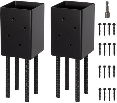 China Deck Post Base Holder Ground Spike for Concrete, Decking Post Brackets with 3 Anchor Rods, Post Base for Pavilion Deck Porch Handrail Railing for sale