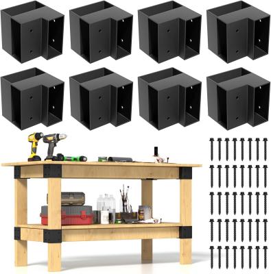China DIY Workbench & Shelf Bracket Kit – 8PCS Heavy Duty Steel 3-Way Corners for sale