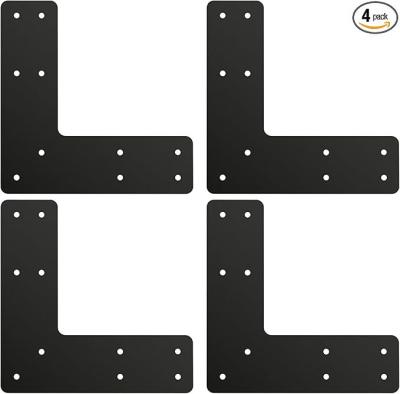 China Black Alloy Steel L Shape Connector 10x10 Inch Powder Coated Post to Beam Bracket for Corner Mount for sale