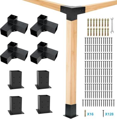 China Heavy Duty Heavy Duty 4x4 Pergola Bracket Kit – 3-Way Slanted Outdoor Pergola Connector4x4 Pergola Bracket Kit – 3-Way Slanted Outdoor Pergola Connector for sale