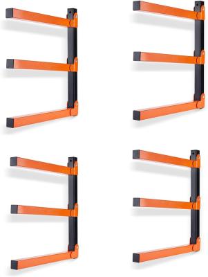 China Wall Mount Wood Organizer Lumber Storage Metal Rack with 3-Level Indoor Outdoor Use for sale