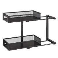 China Heavy Duty Metal Pull Out Cabinet Organizer with Adjustable Height and Full Extension Slides for Under Sink Storage for sale