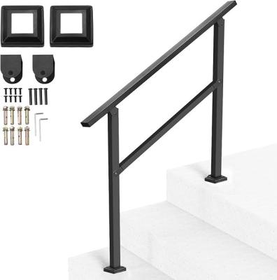 China Outdoor Stair Handrail for 2–3 Steps, Heavy Duty Steel Railing Kit for Concrete & Wood Deck for sale
