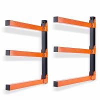 China Wall Mount Wood Organizer and Lumber Storage Metal Rack with 3-Level - Indoor & Outdoor Use, 2 Pack for sale