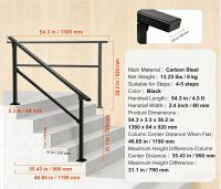 China Durable Q235B Steel Single Handrail for Indoor/Outdoor Use with Easy Assembly Stair Railing for sale