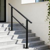 China 2-3 Step Handrail Kit, Black Powder-Coated Steel Stair Railing for Outdoor Steps for sale