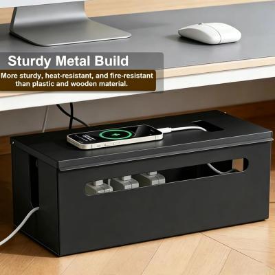 China Home Office Desk Floor Cables Hider TV Wires Storage Organizer High-quality Steel Metal Cable Management Box for sale