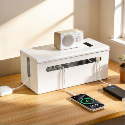 China Home Office Metal Cable Management Box Cord Organizer Box Cord Hider Box Desk Floor Power Strip Hider for sale