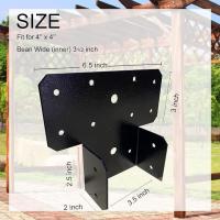 China 4Set(8pcs) Black T-Shaped Post to Beam Connector Roof Tie Bracket, Adjustable Cap , Steel Truss Header Hanger Support for Carports, Pavilions, Terraces (4X4) for sale