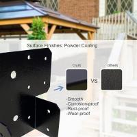China 4Set(8pcs) Black T-Shaped Post to Beam Connector Roof Tie Bracket, Adjustable Cap , Steel Truss Header Hanger Support for Carports, Pavilions, Terraces (4X4) for sale