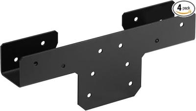 China 4 Pcs Black Rigid Tie Flat Connector for 2X Joist Beam to 2x4 Post Connect,13 Gauge,Powder Coating for sale