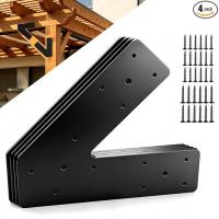 China V Post Brackets 4PCS,10x8.5 Heavy Duty V Brackets,Flat Mending Plate for 4x4/6x6 Wood Lumber,Black V-Shaped Pergola Brackets,House Gazebo Repair Brackets,Truss to Beam Connector for sale