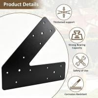 China V Post Brackets 4PCS,10x8.5 Heavy Duty V Brackets,Flat Mending Plate for 4x4/6x6 Wood Lumber,Black V-Shaped Pergola Brackets,House Gazebo Repair Brackets,Truss to Beam Connector for sale