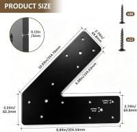 China V Post Brackets 4PCS,10x8.5 Heavy Duty V Brackets,Flat Mending Plate for 4x4/6x6 Wood Lumber,Black V-Shaped Pergola Brackets,House Gazebo Repair Brackets,Truss to Beam Connector for sale