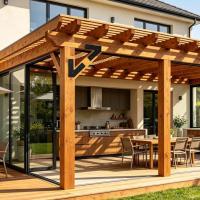 China V Post Brackets 4PCS,10x8.5 Heavy Duty V Brackets,Flat Mending Plate for 4x4/6x6 Wood Lumber,Black V-Shaped Pergola Brackets,House Gazebo Repair Brackets,Truss to Beam Connector for sale