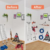 China Garage Hooks Heavy Duty, Wall Mount Ladder Hooks | Storage Organizer With a non-slip coating for Hanging Bicycles Garden Tools Ladders Hoses Ropes and Loose Items for sale