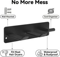 China Hair Dryer Holder Wall Mount, Universal Hair Dryer Hanger for Bathroom/Bedroom/Barbershop, 304 Stainless Steel Organizer with 3M Adhesive, No Drilling Space Saver (Black) for sale