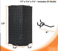 China 360° Rotating 4-Sided Pegboard Display Tower with 24 Hooks, Countertop Retail Display Rack for Small Merchandise for sale