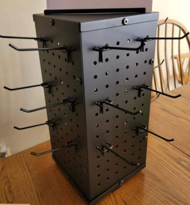 China 360° Rotating 4-Sided Pegboard Display Tower with 24 Hooks, Countertop Retail Display Rack for Small Merchandise for sale