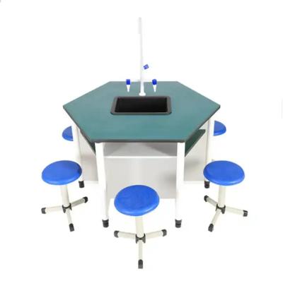 China Hexagonal Classroom Lab Table Educational Science Classroom Lab Tables Height Adjustable for sale