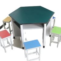 China Hexagonal Classroom Lab Table Educational Science Classroom Lab Tables Height Adjustable for sale