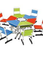 China Hexagonal Classroom Lab Table Educational Science Classroom Lab Tables Height Adjustable for sale